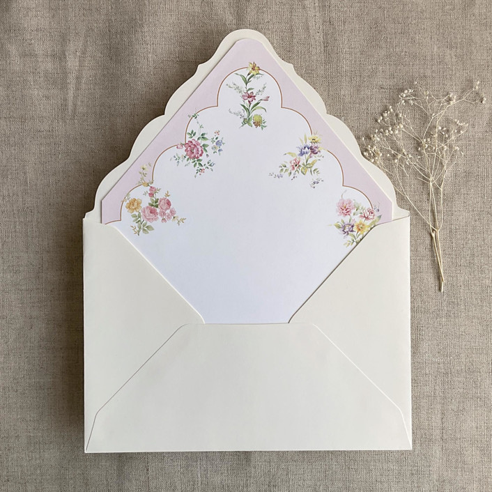 Clara pink scallop floral edge printed envelope liner for A7 euro flap ...