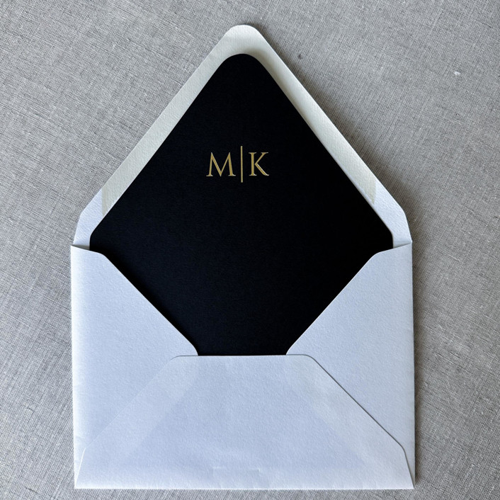 Custom gold foil initials envelope liners (black) | Set of 50 Envelope ...