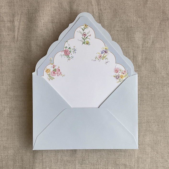 Clara pale blue scallop floral edge printed envelope liner for A7 euro ...