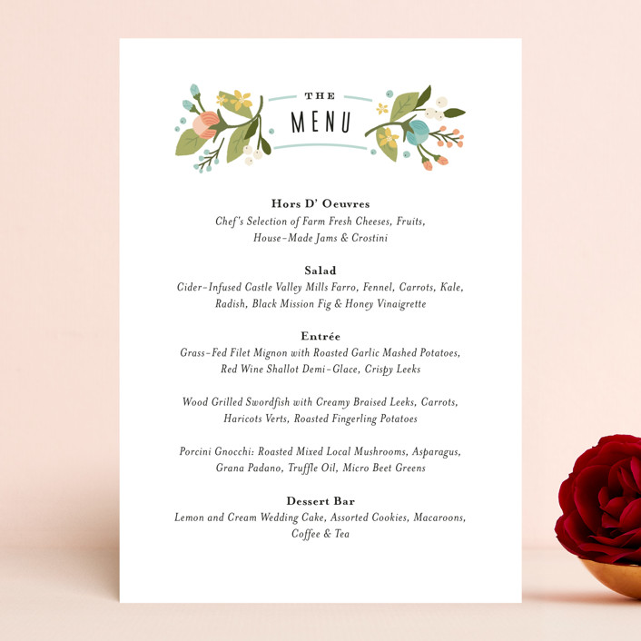 Floral Ampersand Menus by Jennifer Wick | Minted