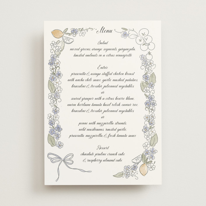 Forget Me Nots Menus by Jenna Holcomb | Minted