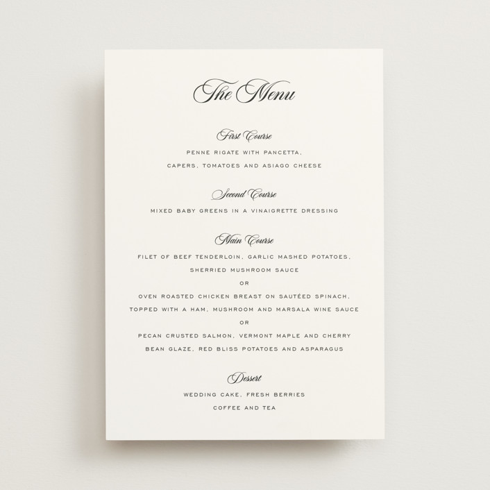 Modern Romance Menus by Jennifer Postorino | Minted