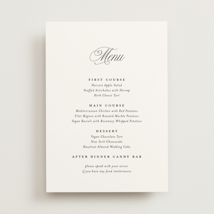 Simply Classic Menus by Laura Hamm | Minted