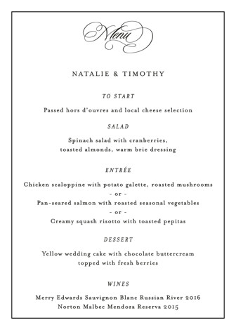 Sincerity Menus by Kimberly FitzSimons | Minted