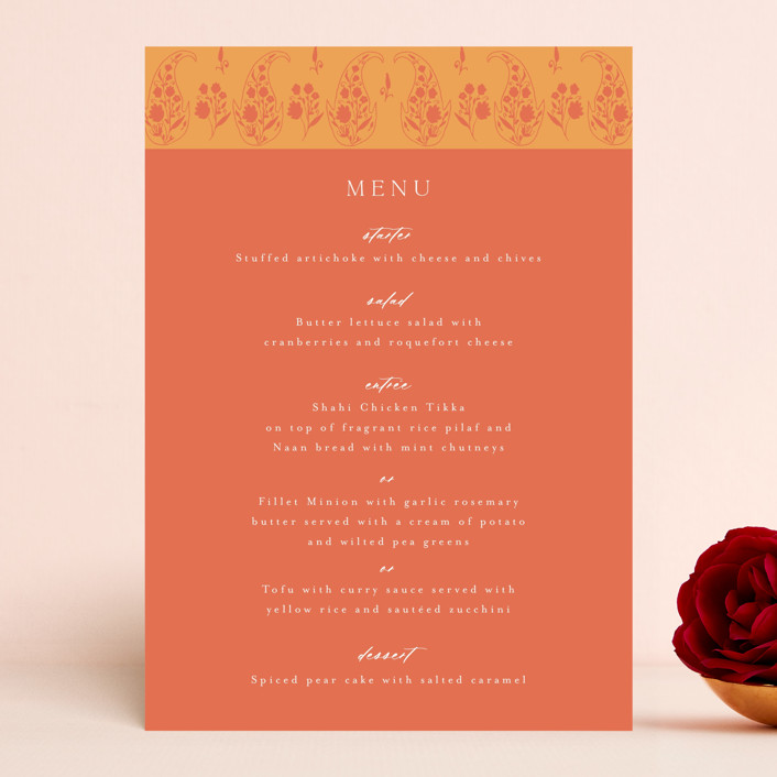 Heritage Paisley Menus by Kanika Mathur | Minted