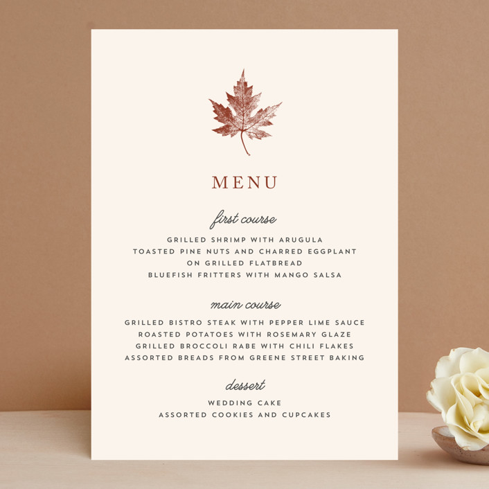 Leaf Print Menus by Katharine Watson | Minted