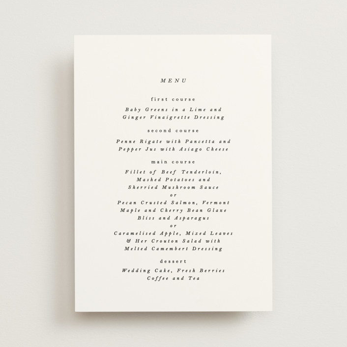 traditional love story Menus by Phrosné Barwood | Minted
