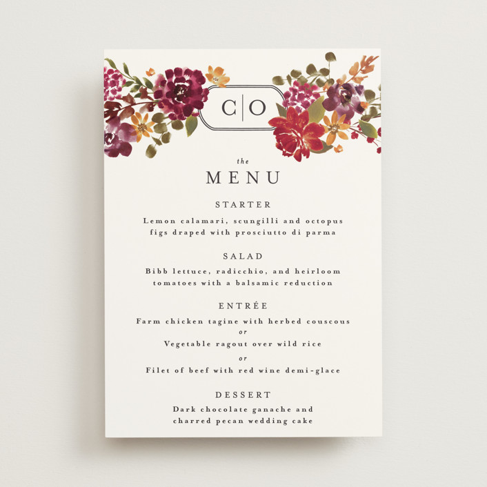 Garland Monogram Menus by Angela Marzuki | Minted