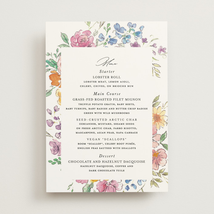 Floral Pop Menus by Itsy Belle Studio | Minted