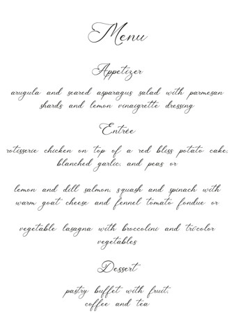 Poem Menu Cards by Maja Cunningham | Minted