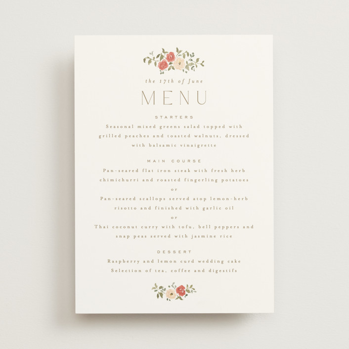 Roses Crest Menus by Everett Paper Goods | Minted
