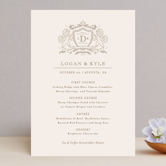 Classic crest Menus by Kristen Smith | Minted