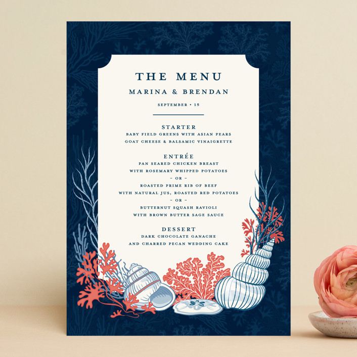 Deep Blue Menus by Paper Sun Studio | Minted
