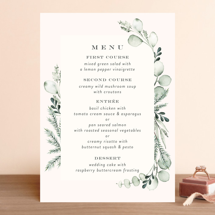 Gentle Greens Menus by Petra Kern | Minted