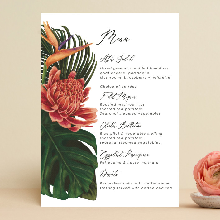 Tropical Bouquet Menus by Elly | Minted
