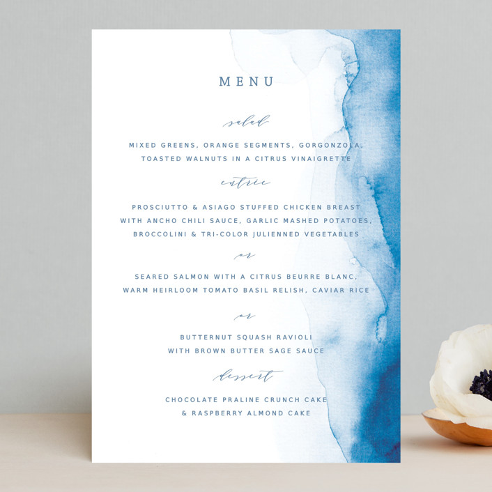Watercolor waves Menus by Yuliya Evseeva | Minted