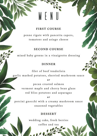 Fresh Greens Menu Cards by Susan Moyal | Minted