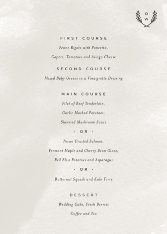 Elegant Crest Menu Cards by Ariel Rutland | Minted