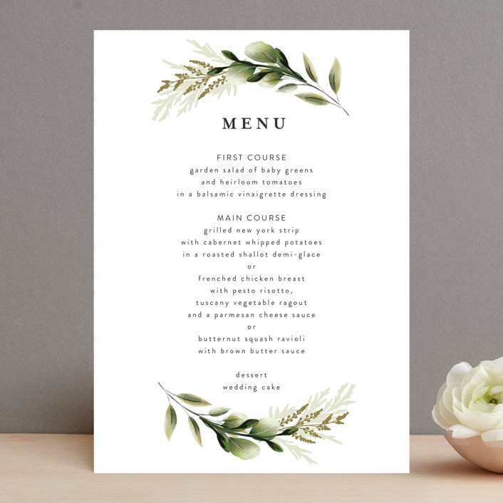 Enchanted Greenery Menus by Susan Moyal | Minted