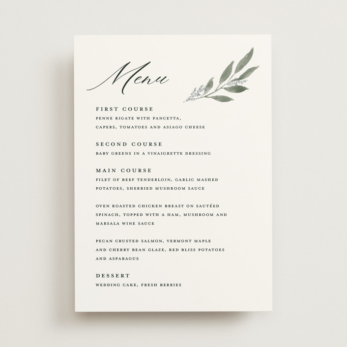 Pressed Foliage Menus by Stacey Meacham | Minted