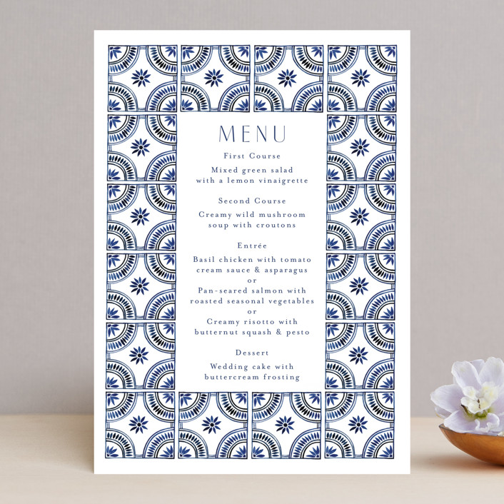 watercolor tile Menus by Katharine Watson | Minted