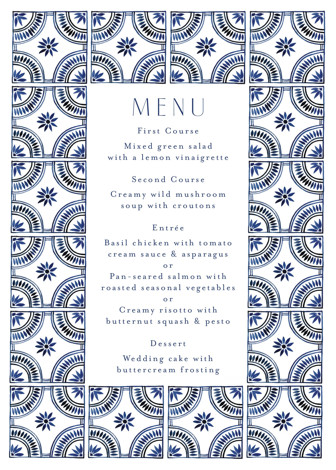 Watercolor Tile Menus by Katharine Watson | Minted