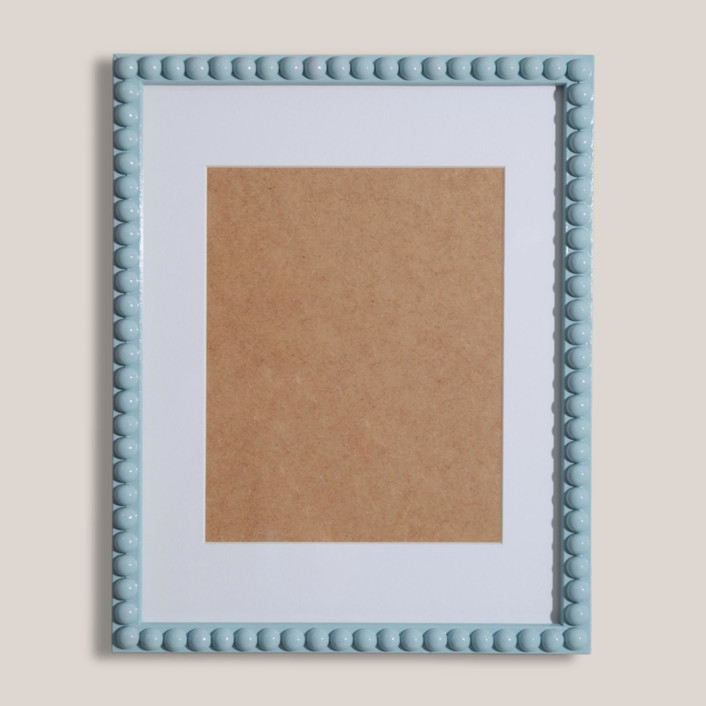 Blue Beaded Frame with White Mat Frames by Lily Field Studio | Minted