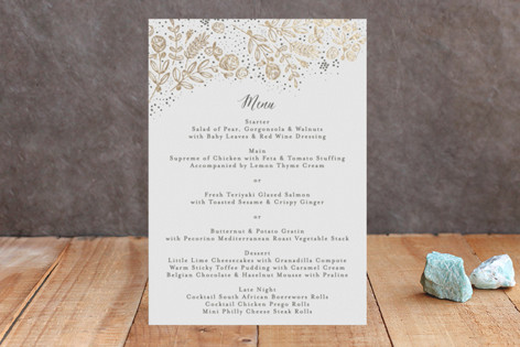 The Wedding Bouquet Foil-Pressed Menus by Phrosné... | Minted