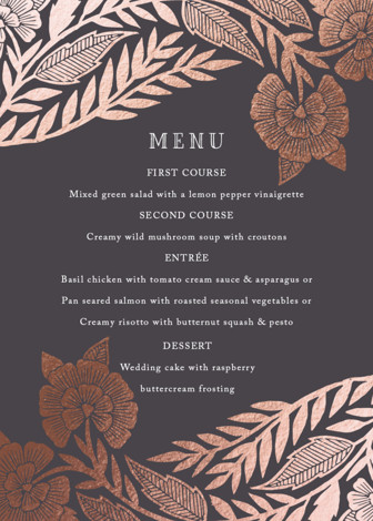 Block Printed Border Foil-Pressed Menus by Katharine Watson | Minted