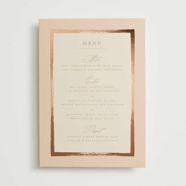 Romantic Frame Foil-Pressed Menus by Wildfield Paper Co | Minted