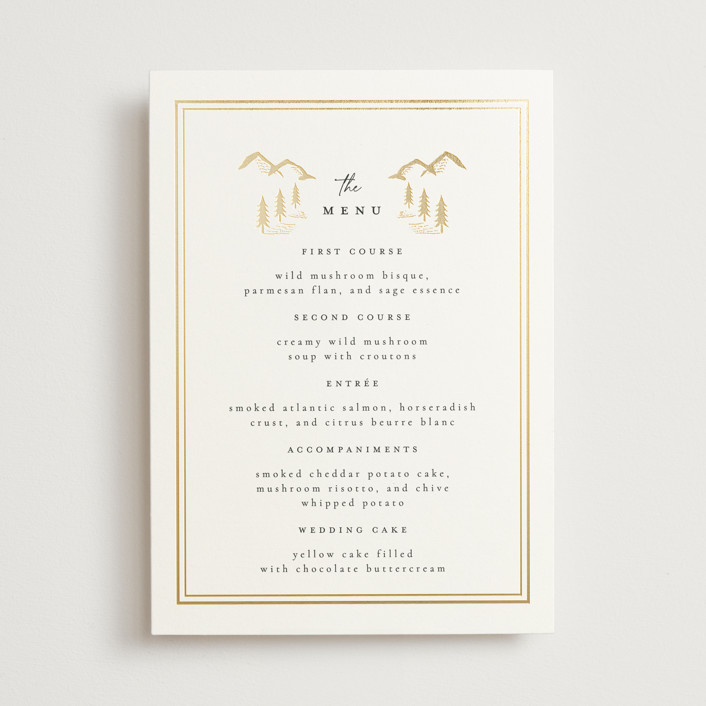 Summit Serenity Foil-Pressed Menus by Ana de Sousa | Minted