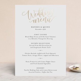 Celebration Script Foil-Pressed Menus by Hooray Cr... | Minted