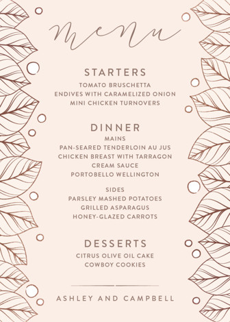 Resplendent Foil-Pressed Menus by GeekInk Design | Minted