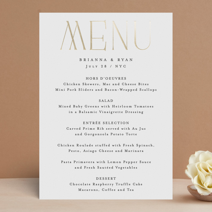 Gilded Ampersand Foil-Pressed Menus by Hooray Creative | Minted