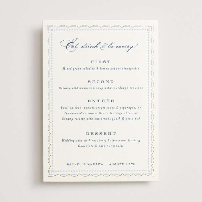 Aurelia Foil-Pressed Menus by Janean Hinger | Minted