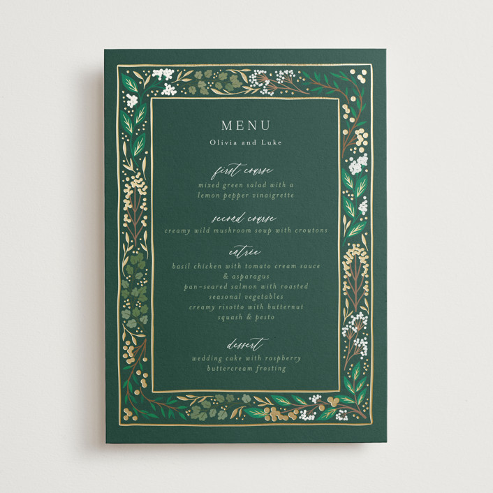 Illuminated Storybook Foil-Pressed Menus by Alethea and Ruth | Minted