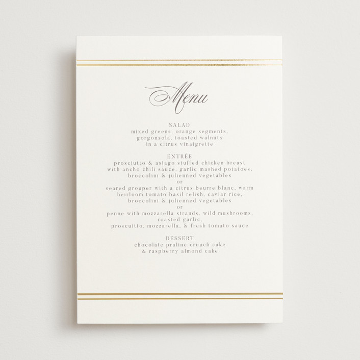 Classic Elegance Foil-Pressed Menus by Nicole Walsh | Minted