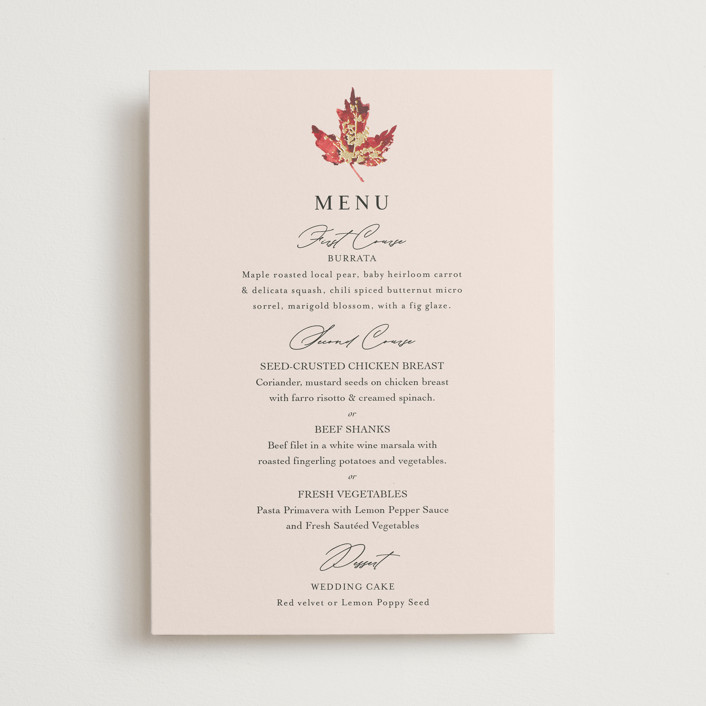 Autumn Leafs Foil-Pressed Menus by Itsy Belle Studio | Minted