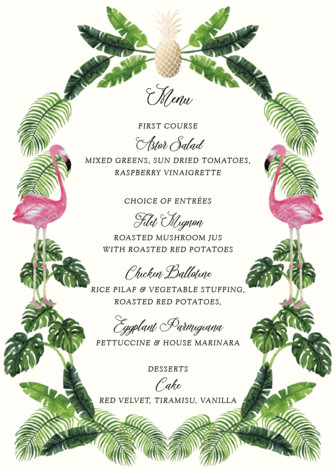 Tropical Foil-Pressed Menus by Elly | Minted