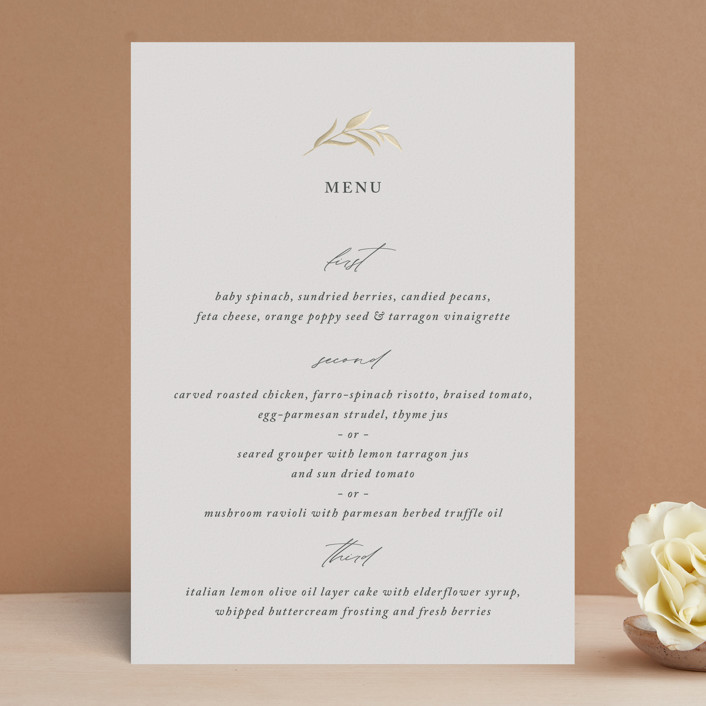 Natural Ampersand Foil-Pressed Menus by Jennifer Postorino | Minted