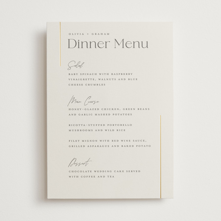 Simple Lines Foil-Pressed Menus by Michelle Taylor | Minted