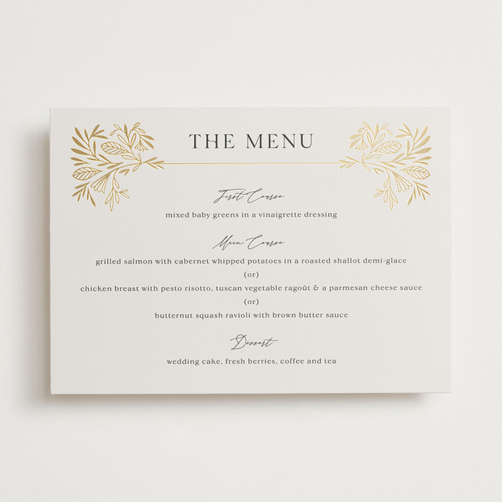 Baroque Foil-Pressed Menus by Jen Owens | Minted