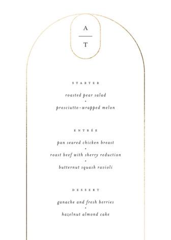 Arch Foil-Pressed Menus by Kelly Schmidt | Minted