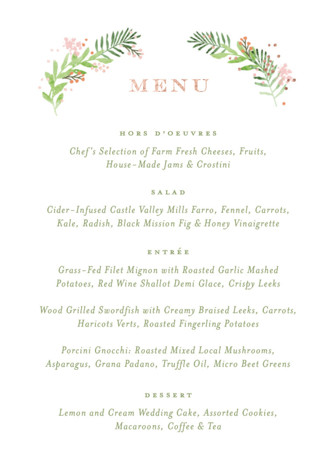 Garland of greens Foil-Pressed Menus by Jennifer Wick | Minted