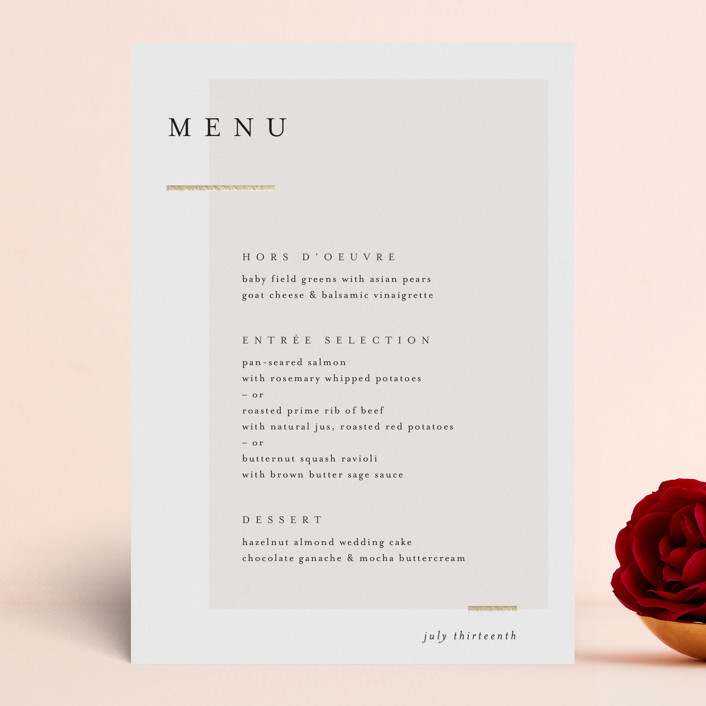 Clean and Modern Foil-Pressed Menus by Kelly Schmidt | Minted