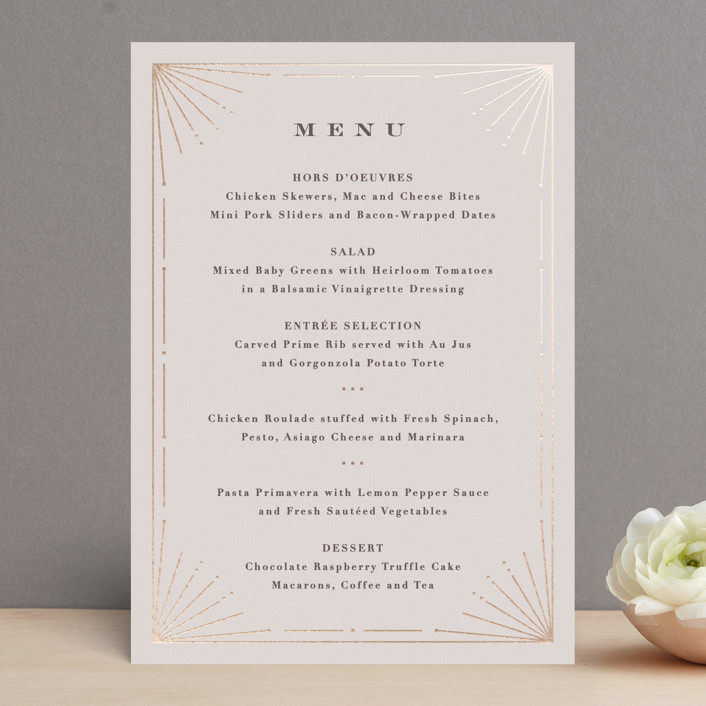 Art Deco Border Foil-Pressed Menus by Hooray Creative | Minted