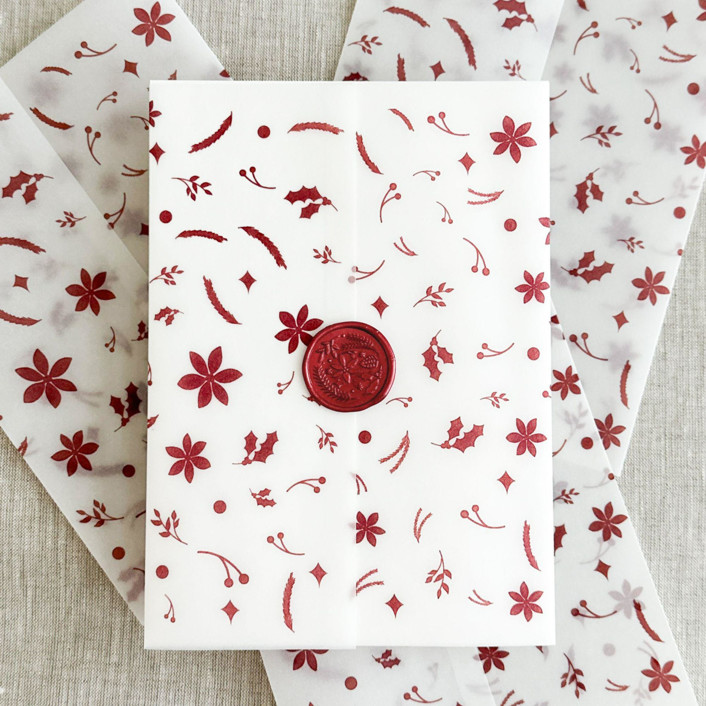 Red Christmas vellum wrap | Set of 10 Invitation Jackets and Overlays ...