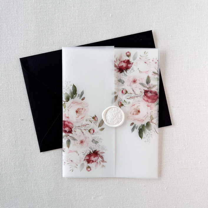 Floral Vellum Jacket | Set of 10 Invitation Jackets and Overlays by Eva ...