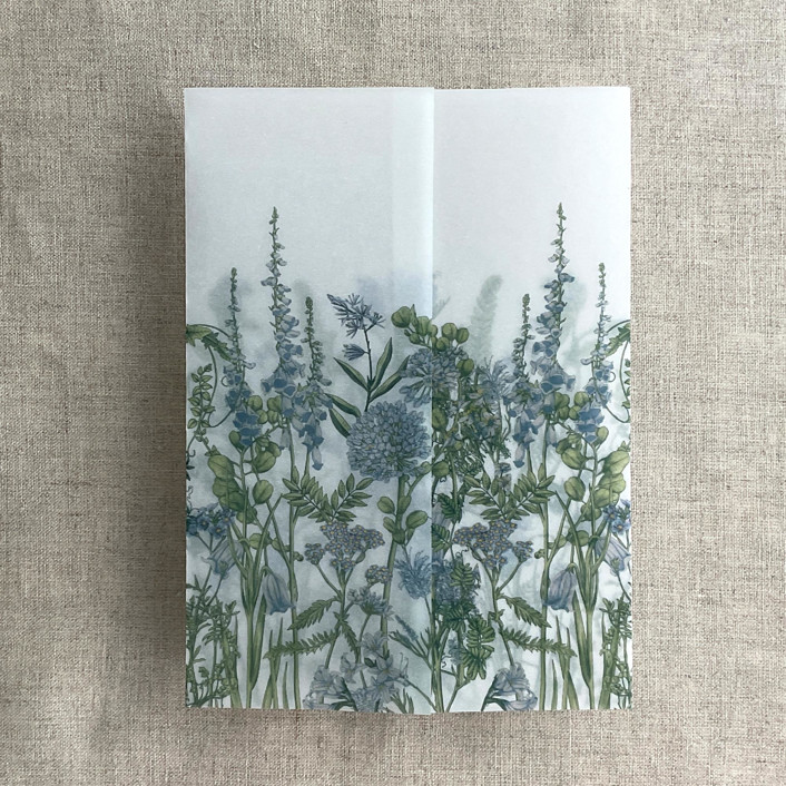 Blue bell blossom floral printed vellum wrap for 5x7 card | pack of 10 ...