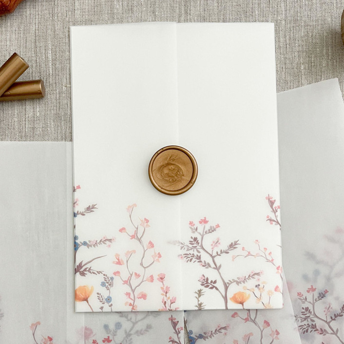 Field of wildflowers vellum wraps for 5x7 invitations | Set of 10 ...